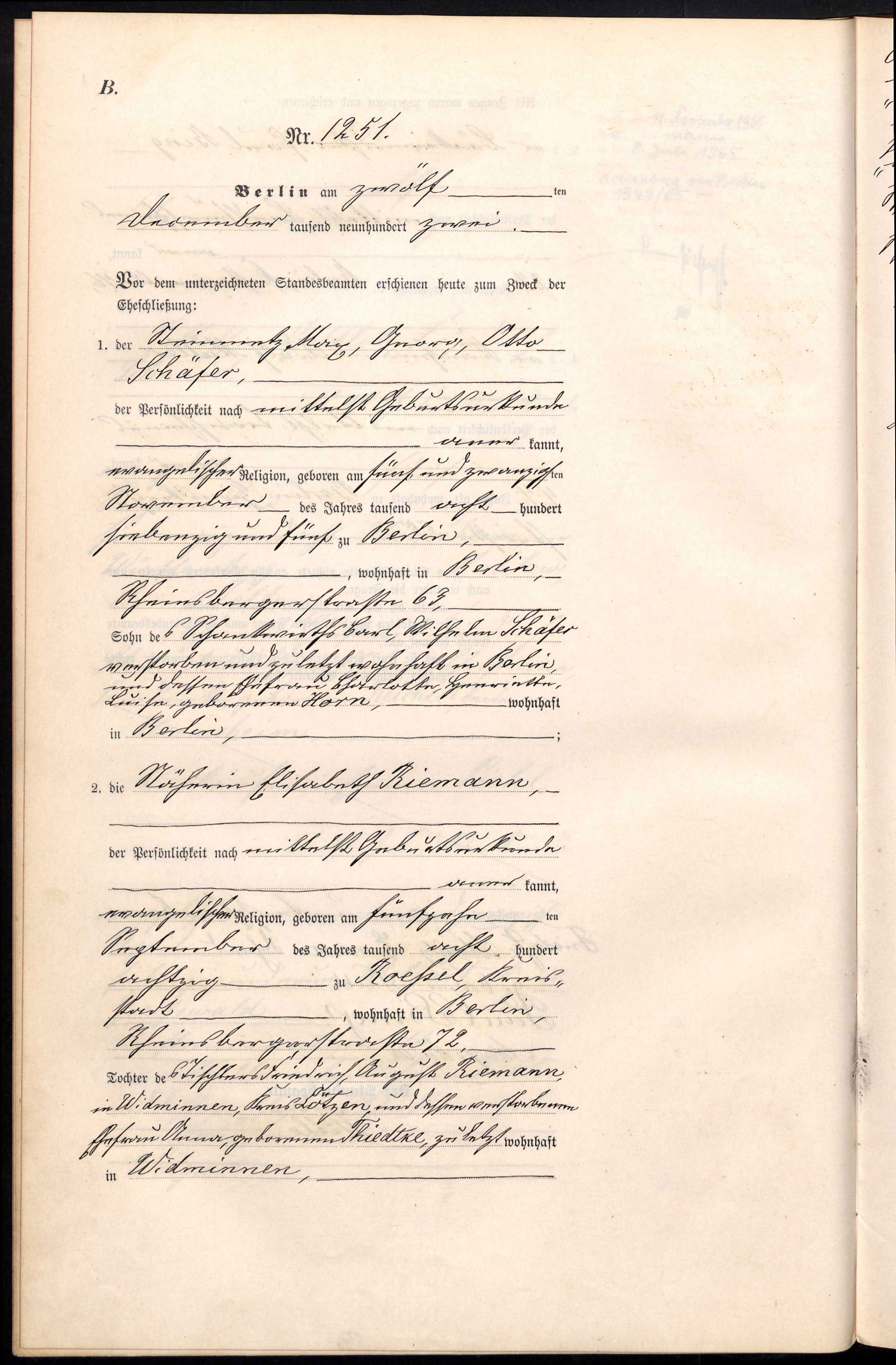 I need help translating German handwriting from a 1902 marriage document. : r/language